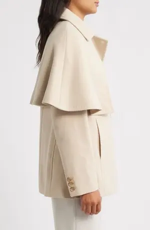 Donna Karan New York Water Repellent Crepe Raincoat With Cape