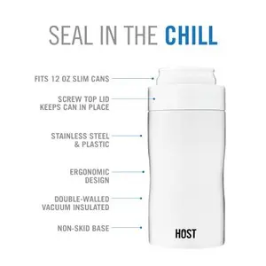 HOST Stay-chill Slim Can Cooler - Pearl White