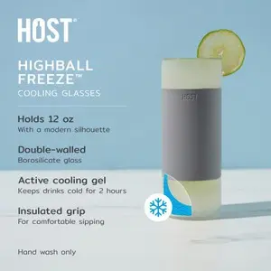 HOST Glass Freeze Highball Cooling Cups Set Of 2