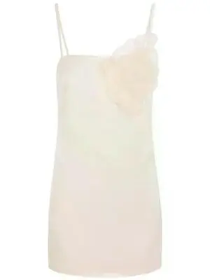 Elisabetta Franchi Flower-appliqué Satin Dress - Neutrals