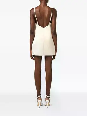 Elisabetta Franchi Flower-appliqué Satin Dress - Neutrals