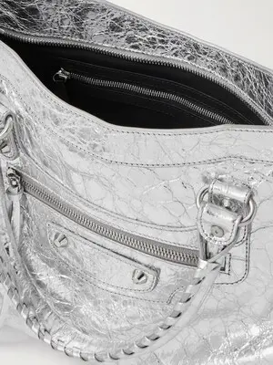 Balenciaga Le City Metallic Textured-leather Tote - Silver