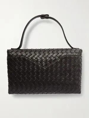 Bottega Veneta Knot Lock Intrecciato Leather Shoulder Bag - Brown