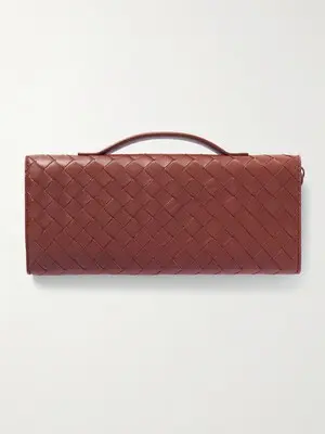 Bottega Veneta Long Andiamo Intrecciato Clutch - Red