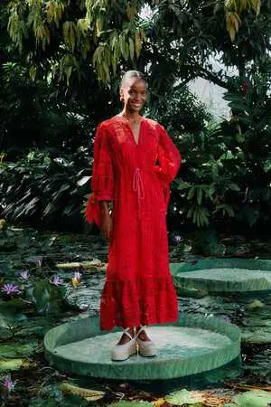 Farm Rio Morada Boa Guipure Maxi Dress