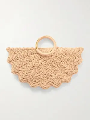 Chloé Bracelet Paravent Embroidered Faux Raffia Tote - Orange