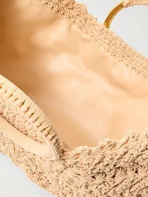 Chloé Bracelet Paravent Embroidered Faux Raffia Tote - Orange