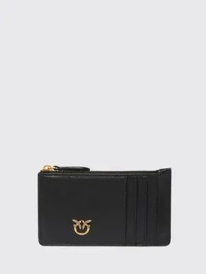 Pinko Flat Card Holder With Love Birds Logo And Zip Closure - Black