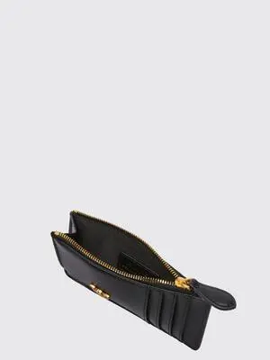 Pinko Flat Card Holder With Love Birds Logo And Zip Closure - Black