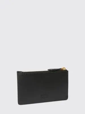 Pinko Flat Card Holder With Love Birds Logo And Zip Closure - Black