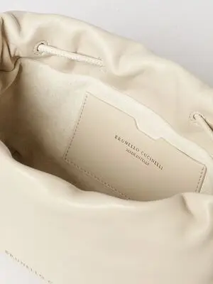 Brunello Cucinelli Mellow Leather Bucket Bag - Ivory