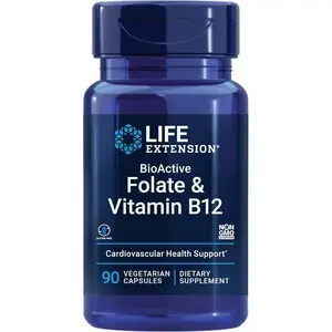 LIFE EXTENSION Bioactive Folate & Vitamin B12 90 Capsules - One-color