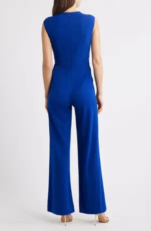TAHARI ASL Notched Neck Sleeveless Jumpsuit