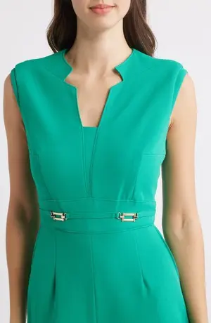 TAHARI ASL Notched Neck Sleeveless Jumpsuit