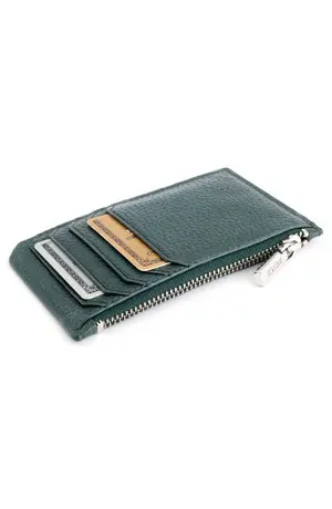 ROYCE NEW YORK Leather Zip Card Case - Dark Green