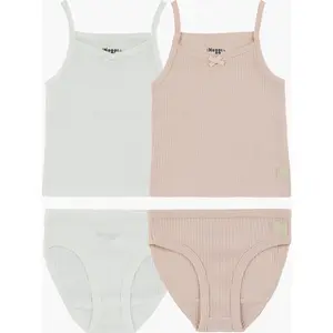 NOGGIWEAR Ribbed Loungewear Set - Mauve / White