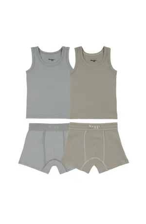NOGGIWEAR Logo Loungewear Set - Blue / Taupe