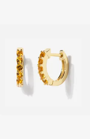 LITTLE SKY STONE 14k Gold Plated Huggie Earrings - Citrine / November