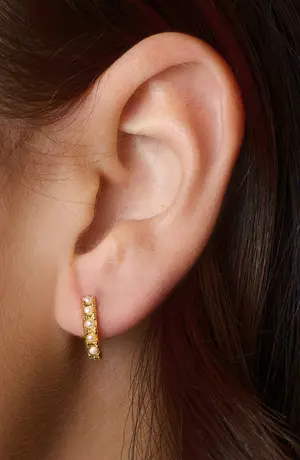 LITTLE SKY STONE 14k Gold Plated Huggie Earrings - Pearl / June