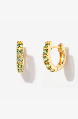 LITTLE SKY STONE 14k Gold Plated Huggie Earrings - Peridot / August