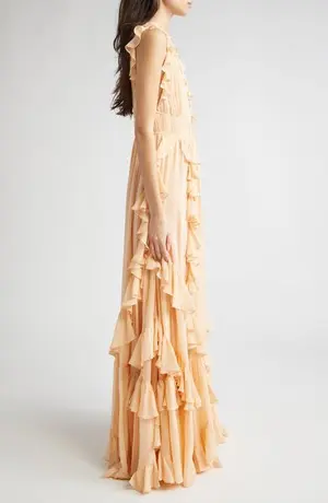 Ulla Johnson Florella Ruffle Silk Gown - Peony