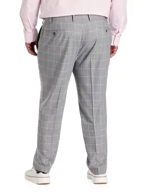 Michael Kors Big & Tall Windowpane Suit Pants - Grey