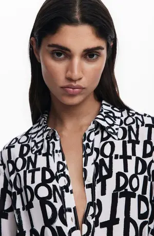 Desigual Print Tie Waist Maxi Shirtdress