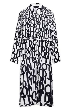 Desigual Print Tie Waist Maxi Shirtdress