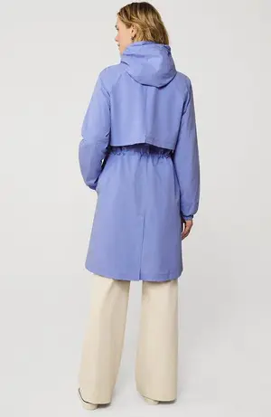 LANDS' END Squall Packable Long Raincoat - Light Periwinkle