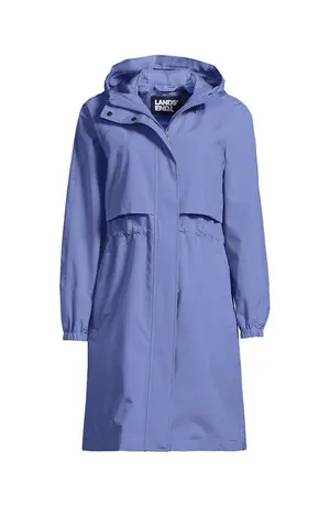LANDS' END Squall Packable Long Raincoat - Light Periwinkle