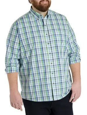 HARBOR BAY BY DXL Big & Tall Easy-care Large Plaid Sport Shirt - Blue Multi