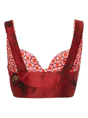 La DoubleJ Baia Crop Top - Jacquard Ruby Red