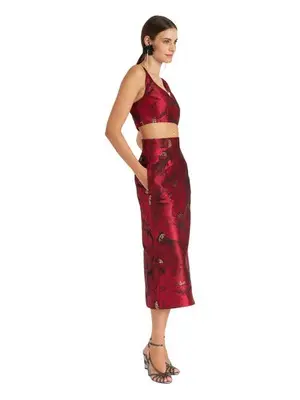 La DoubleJ Baia Crop Top - Jacquard Ruby Red