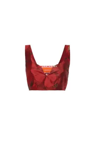 La DoubleJ Baia Crop Top - Jacquard Ruby Red