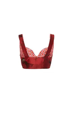 La DoubleJ Baia Crop Top - Jacquard Ruby Red