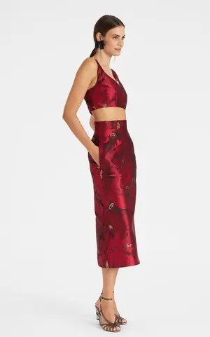 La DoubleJ La DoubleJ Baia Crop Top Jacquard Ruby Red