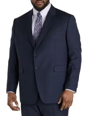 JV REFLEX Big & Tall Mini Neat Suit Jacket - Navy