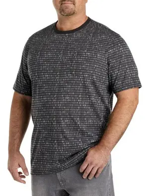 HARBOR BAY BY DXL Big & Tall Moisture-wicking Striped Pocket T-shirt - Caviar