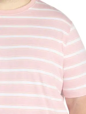 HARBOR BAY BY DXL Big & Tall Moisture-wicking Striped T-shirt - Silver Pink