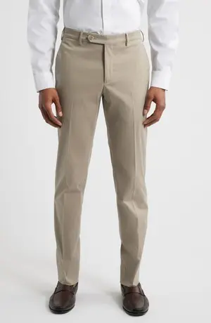 Zanella Parker Flat Front Stretch Cotton Pants - Stone