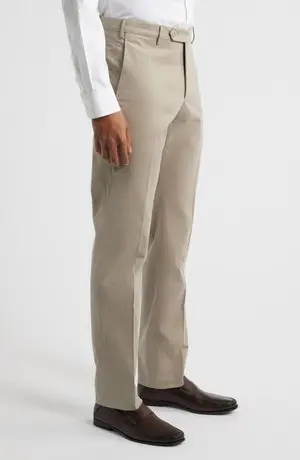 Zanella Parker Flat Front Stretch Cotton Pants - Stone
