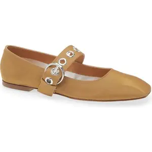 AeydĒ Uma Eyelet Mary Jane Flat Caramel