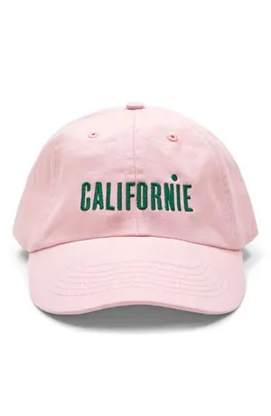 Clare V. Californie Embroidered Baseball Cap - Light Pink Embroidered Fern