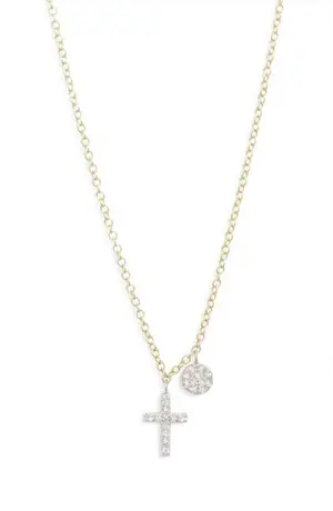 Meira T Pavé Diamond Cross Pendant Necklace - Yellow Gold