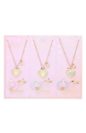 CAPELLI NEW YORK Pack Of 3 Bff Necklace & Rings Sets - Gold Combo