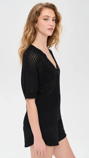 Varley Callie Knit Top - Black
