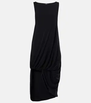 Jacquemus Peplo Draped Jersey Midi Dress - Black