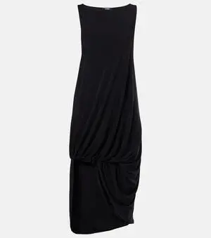 Jacquemus Peplo Draped Jersey Midi Dress - Black