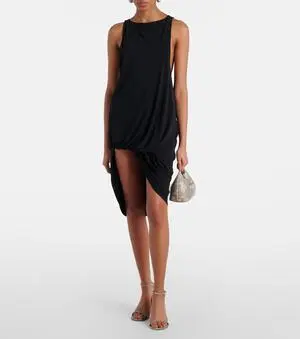 Jacquemus Peplo Draped Jersey Midi Dress - Black