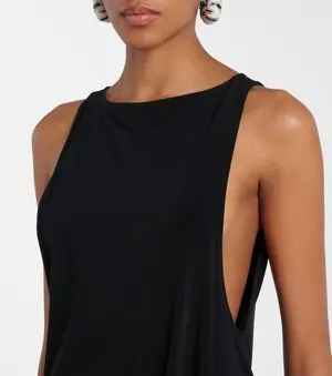 Jacquemus Peplo Draped Jersey Midi Dress - Black